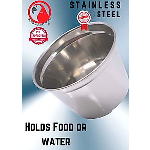 Bonka Bird Toys 800128 Parrot Stainless Steel Water 16oz Cup Cage Seed Feed Bowl