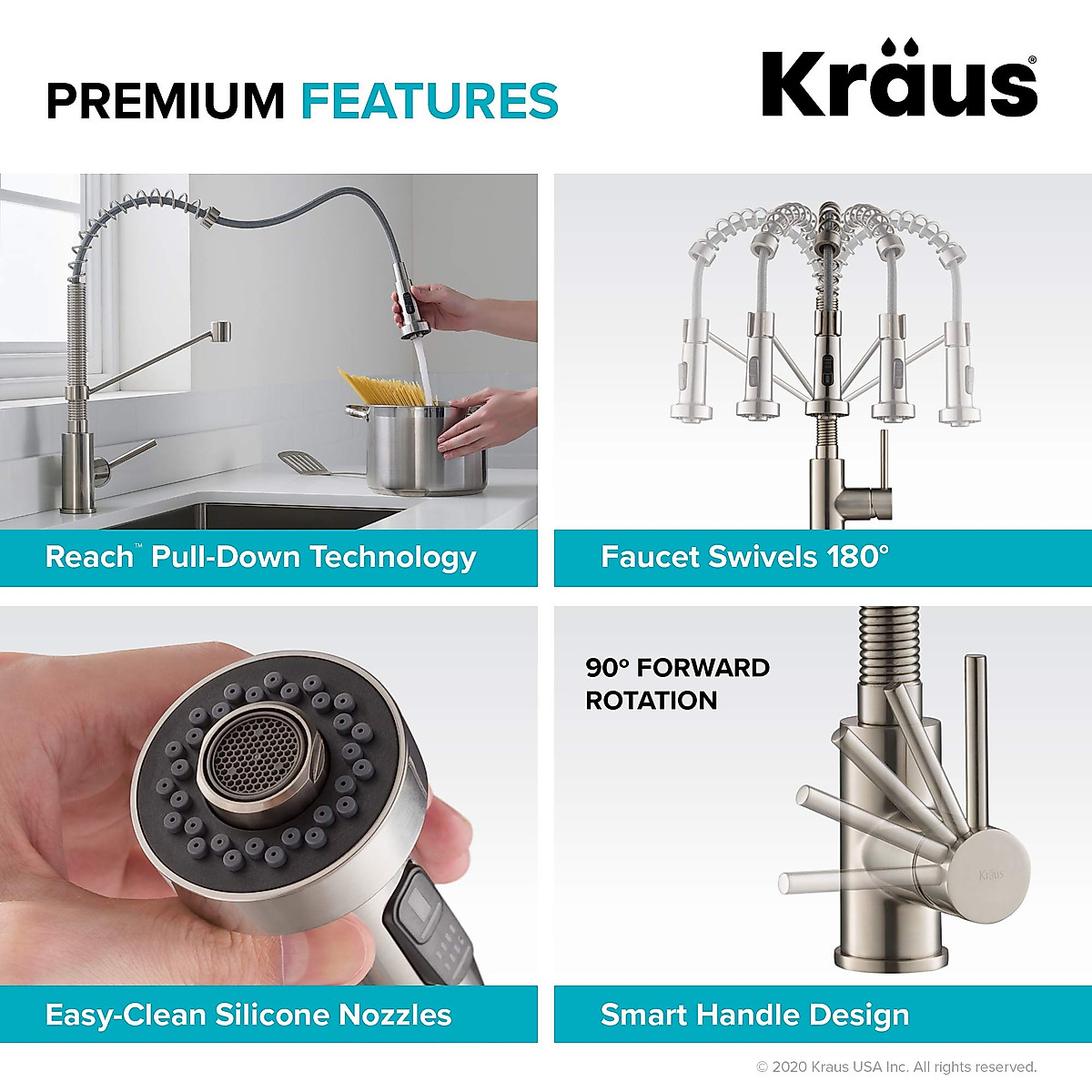 KRAUS Bolden Commercial Style 2-Function Single Handle Pull Down Kitchen Faucet in Spot-Free Antique Champagne Bronze, KPF-1610SFACB