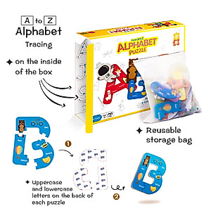 TAOZI&LIZHI Kids Puzzles Alphabet Puzzles for Kids Ages 3-5, ABC Learning for Toddlers 1-3, Sight Words Letter Puzzles Color Animals Montessori Toys Educational STEM for Preschool Boys Girls