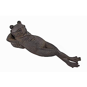 Bellaa 25686 Napping Frog Statue Relax Resting Meditating Zen Garden Buddha Sculpture Yoga Contented Talisman Gift Feng Shui Vastu Figurine