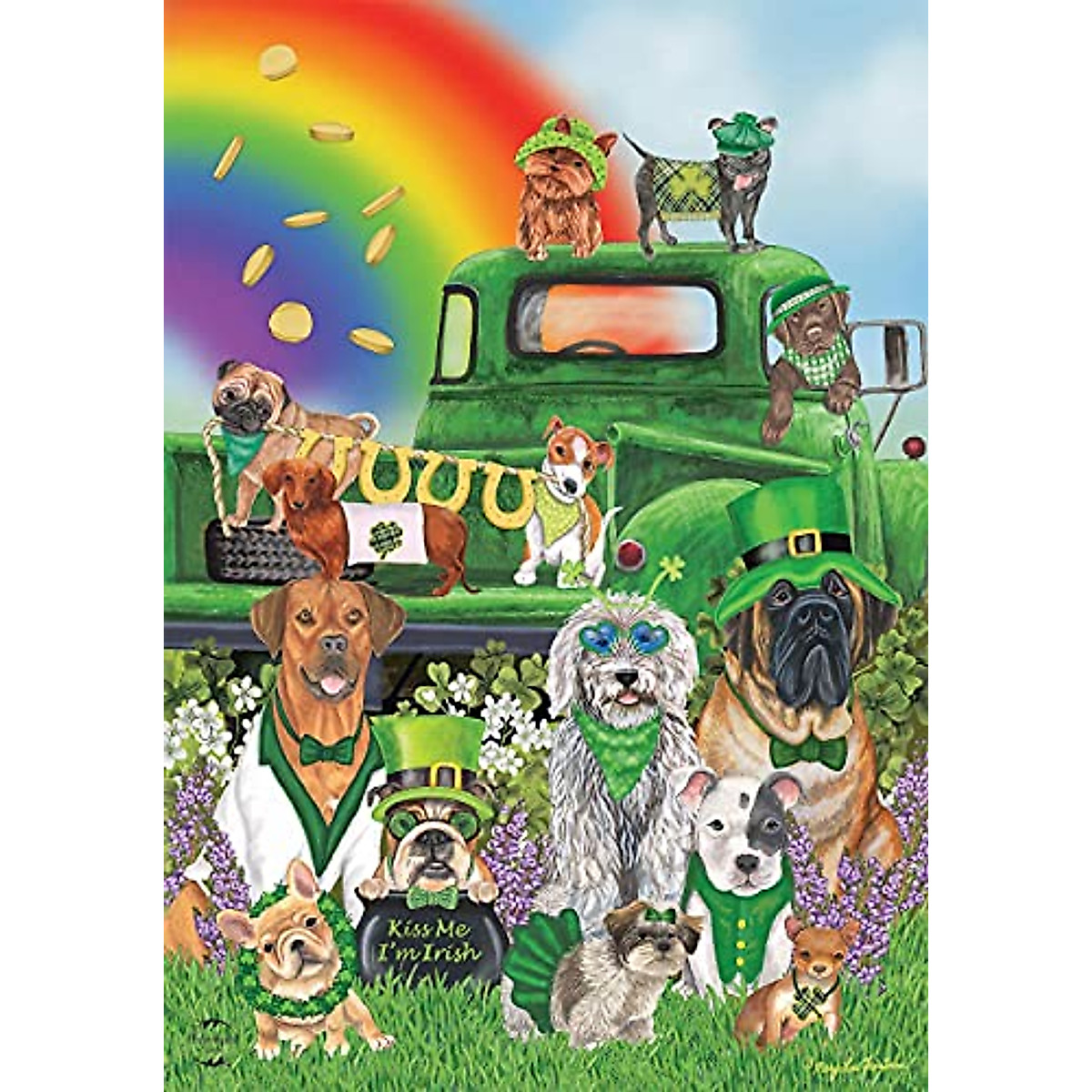 Lucky Pups St. Patrick's Day Garden Flag Dogs Humor 12.5" x 18" Briarwood Lane