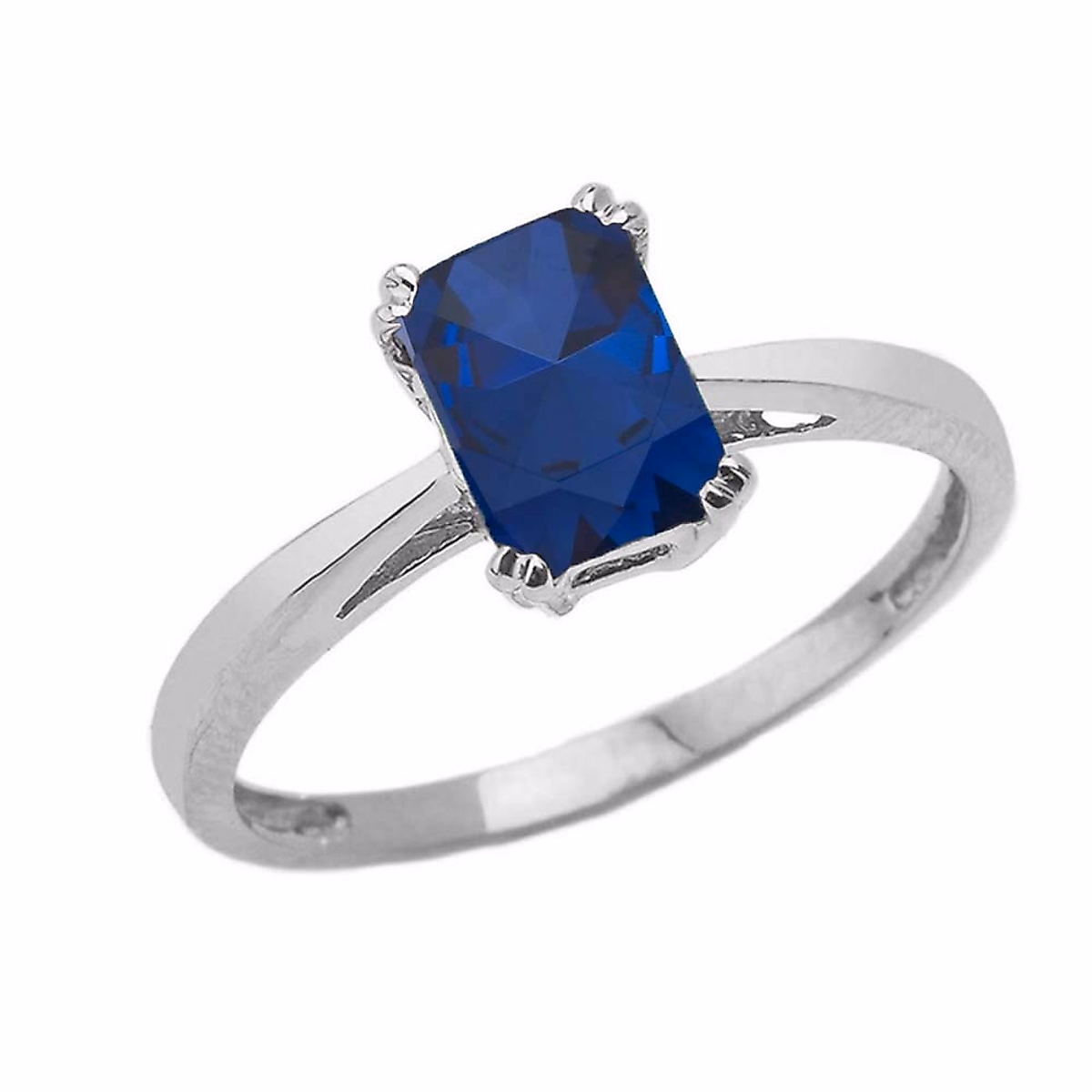 Dainty and Elegant Gold Rings Fine Sterling Silver 1 ct Emerald Cut September Birthstone Statement Ring (Size 8.75)