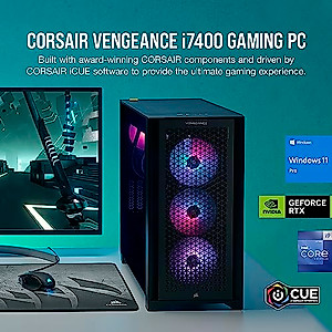 Corsair Vengeance i7400 Series Gaming PC - Liquid Cooled Intel® Core™ i9 12900K CPU - NVIDIA® GeForce RTX™ RTX 4090 GPU - 2TB M.2 SSD - 64GB Vengeance RGB DDR5 Memory - Black
