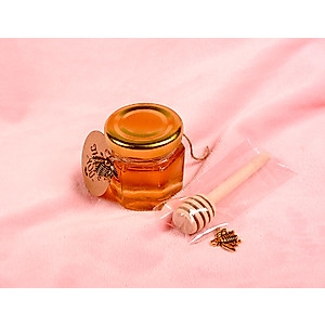 Adabocute 40 Pack Mini Honey Jars - Honey Pot With Honey Dipper, Bee Pendants, Jutes, Tags and Gift Bags - Perfect For Baby Shower Favors and Wedding Favors