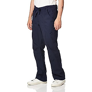 KOI James Elastic Men's Scrub Pants with Zip Fly and Drawstring Waist, Navy, Medium/Short