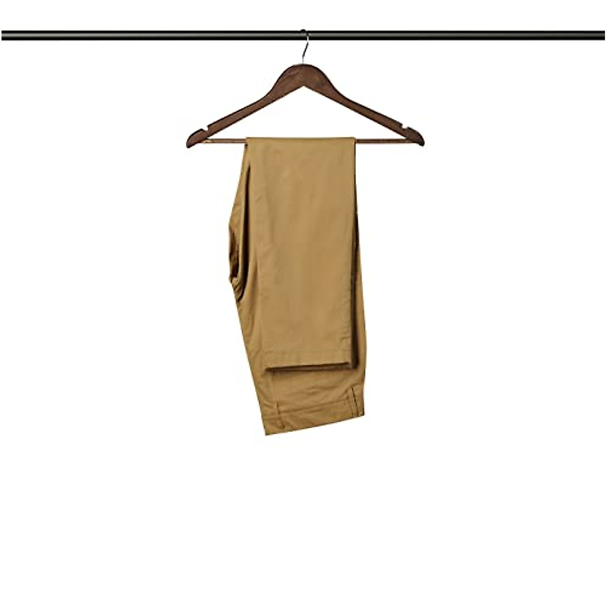 30 Pack Solid Wooden Suit Hangers with Non Slip Bar and Precisely Cut Notches - 360 Degree Swivel Chrome Hook - Vintage Finish Super Sturdy and Durable Wood Hangers