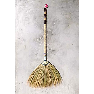 2 in 1 Natural Grass Broom Set by SN SKENNOVA -Traditional Sweeping Broom Thai Handmade Broom Handmade Kitchen Broom Asian Broom (26" 40")