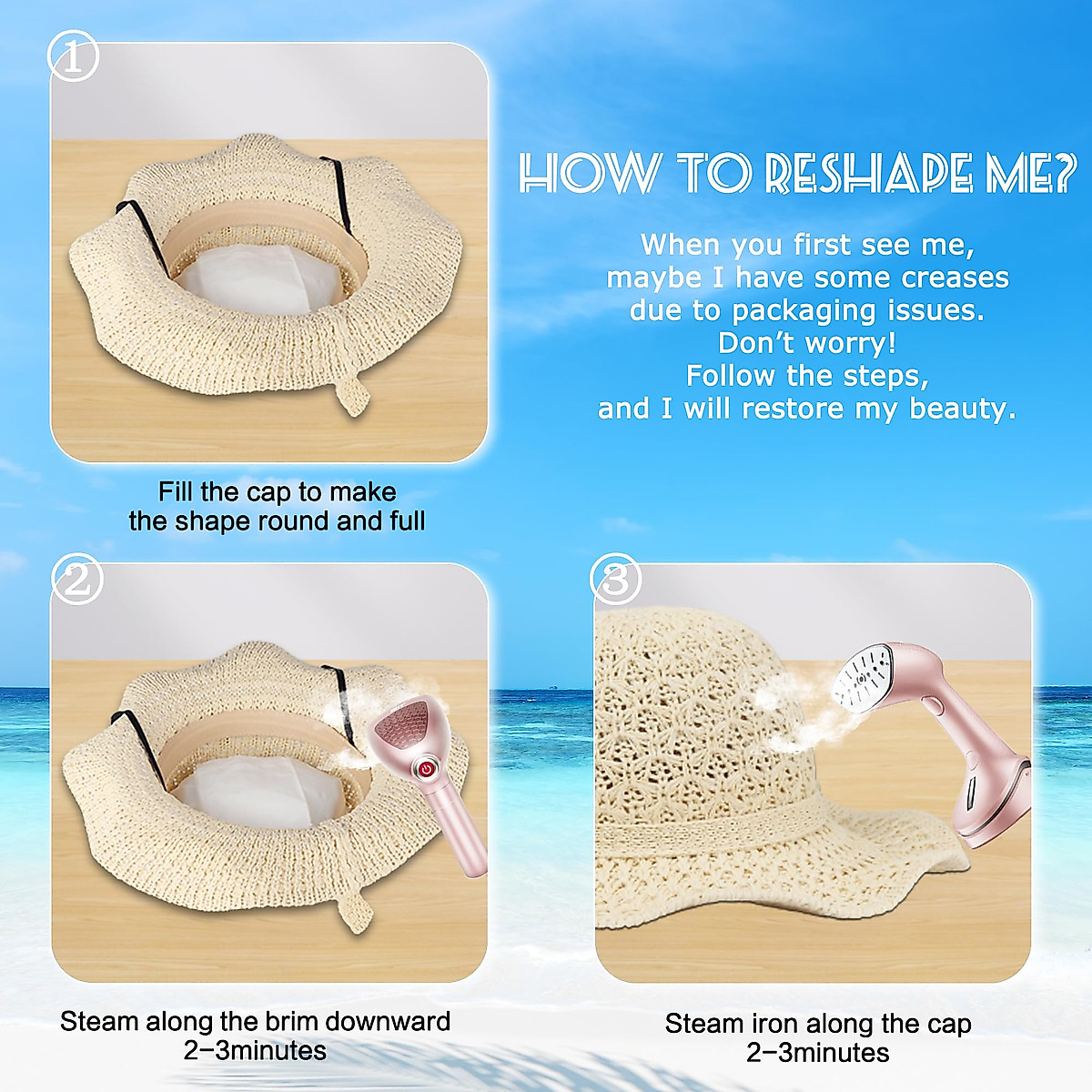 uTian Sun hat for Women Wide Brim Washable Packable Lightweight Summer Beach Cap Adjustable Straw Like Hat UPF UV Protection, Round Khaki