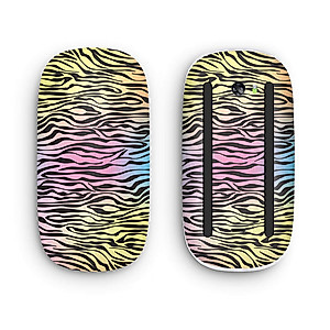 Design Skinz Rainbow Colored Vector Black Zebra Print Vinyl Decal Compatible with The Apple Magic Mouse 2 (Wireless, Rechargable) with Multi-Touch Surface