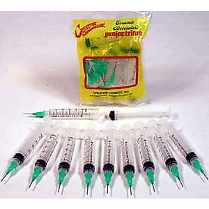 Creative Hobbies® Glue Applicator Syringe for Flatback Rhinestones & Hobby Crafts, 5 Ml with 21 Gauge Green Precision Tip - Value Pack of 10