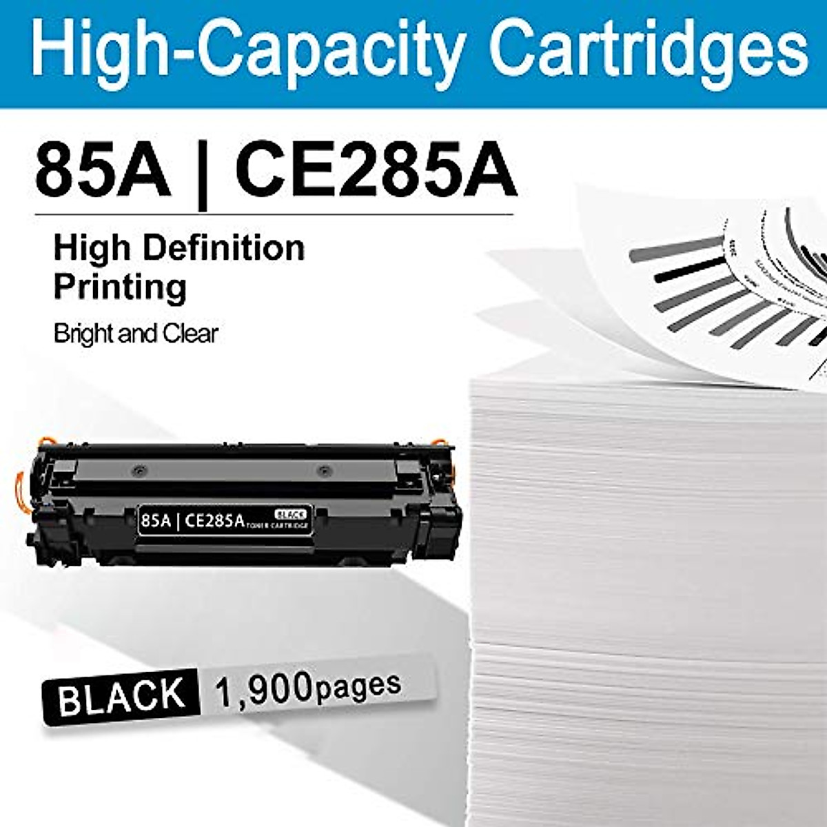 1 Pack Black High Yield Toner Cartridge 85A | CE285A Replacement for HP Pro M1212nf M1217nfw M1214nfh M1216nfh M1213nf M1219nf M1132 MFP P1102w P1102 P1109w P1005 P1006 Printer.