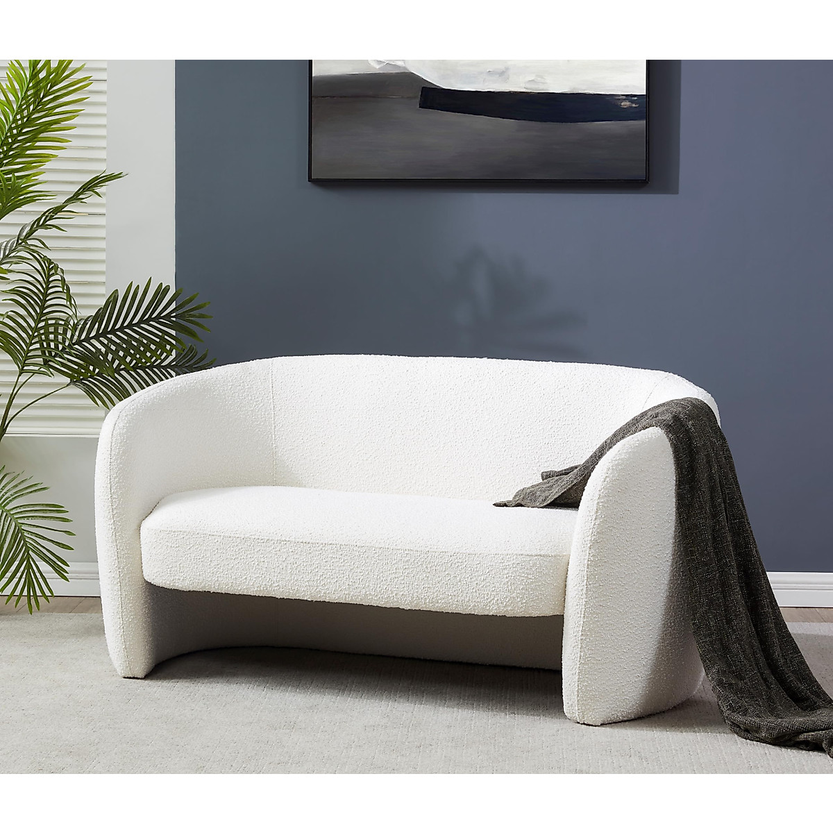 SAFAVIEH Couture Collection Zhao Ivory Boucle Curved Loveseat