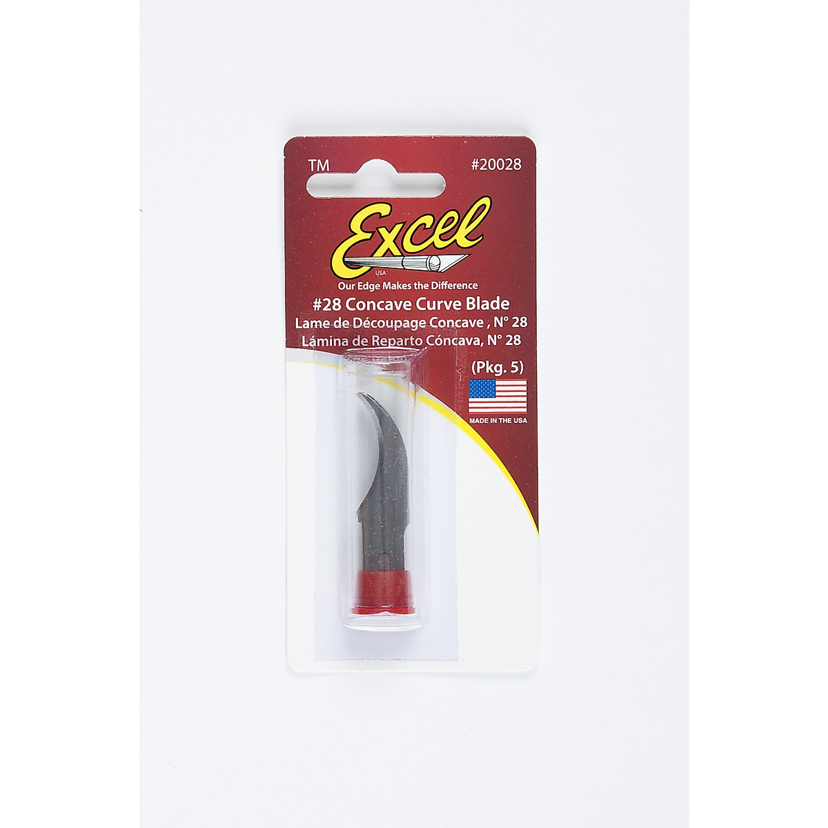 Excel Blades #28 Heavy Duty Concave Carving Hobby Blade, 5 Pack, American Made Replacement Craft Knife Blades