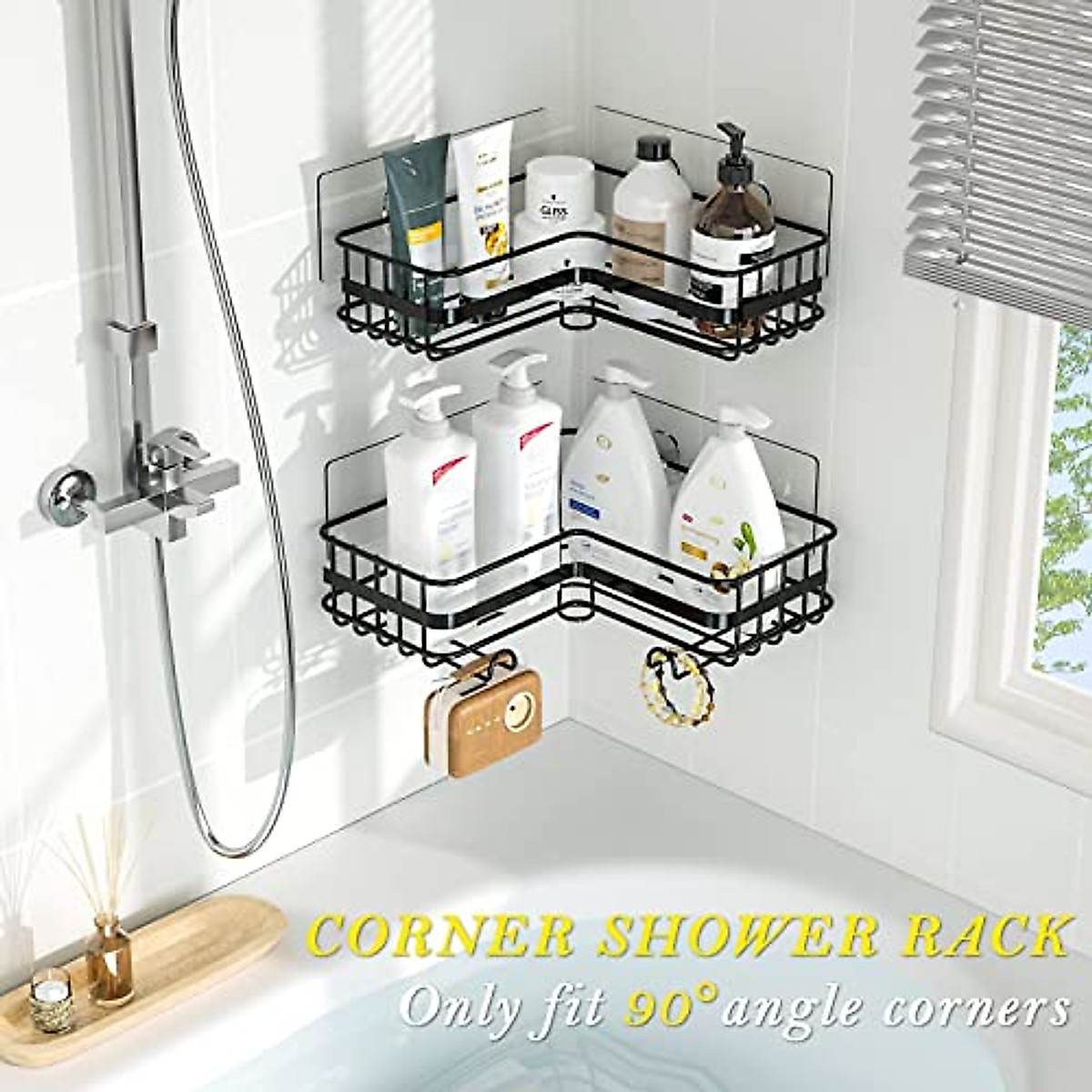 Corner Shower Caddy and Bathroom Shower Caddy Black
