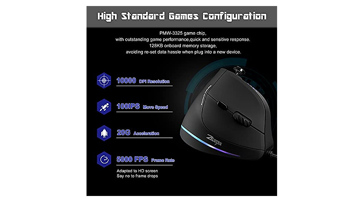 Gaming Mouse with 5 D Rocker, TRELC Ergonomic Mouse with 10000 DPI/11 ...