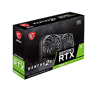 MSI Gaming GeForce RTX 3060 Ti LHR 8GB GDRR6X, 256-Bit, HDMI/DP, Nvlink, Torx Fan 3, Ampere Architecture OC Graphics Card (RTX 3060 TI Ventus 2X 8GD6X OC)