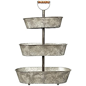 Creative Co-Op Metal 3 Tier Container with Wood Handle