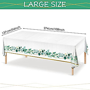 Eucalyptus Leaf Tablecloth Plastic Green Leaves Eucalyptus Table Cover 54 x 108 Inch Disposable Greenery Baby Shower Table Cloths for Home Birthday Wedding Party Supplies Table Decor (3 Pack)