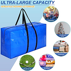 Windyun 4 Pcs Extra Large Storage Bags XL Storage Bags Heavy Duty Moving Bags Totes Moving Boxes Supply for College Foldable Duffle Bag for Travel Clothes Bedding Moving Supplies (Blue,57 Gallon)