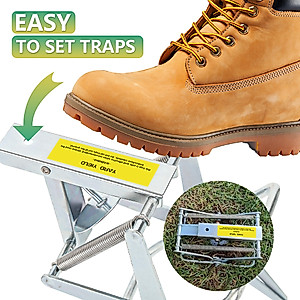 YardYield Mole Trap,Galvanized Steel Mole Scissor Trap,Reusable Mole Gopher Trap,Easy Set Quick Capture Gopher Trap for Lawns (Silver)
