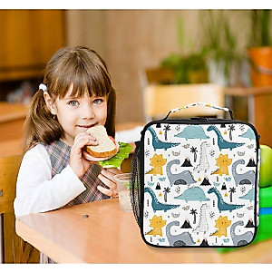 Cute Dinosaurs Lunch Box Forest Dinosaur Insulated Lunch Bag Dino Tree Reusable Cooler Meal Prep Bags Lunch Tote with Shoulder Strap for Office Adults School Kids Girls Boys Teens