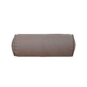 COZPLEN Indoor/Outdoor Bolster Pillows, 16x6 inches Solid Round Lumbar Cylinder Throw Pillows for Outdoor Furnitures, Set of 2, (Coffee)