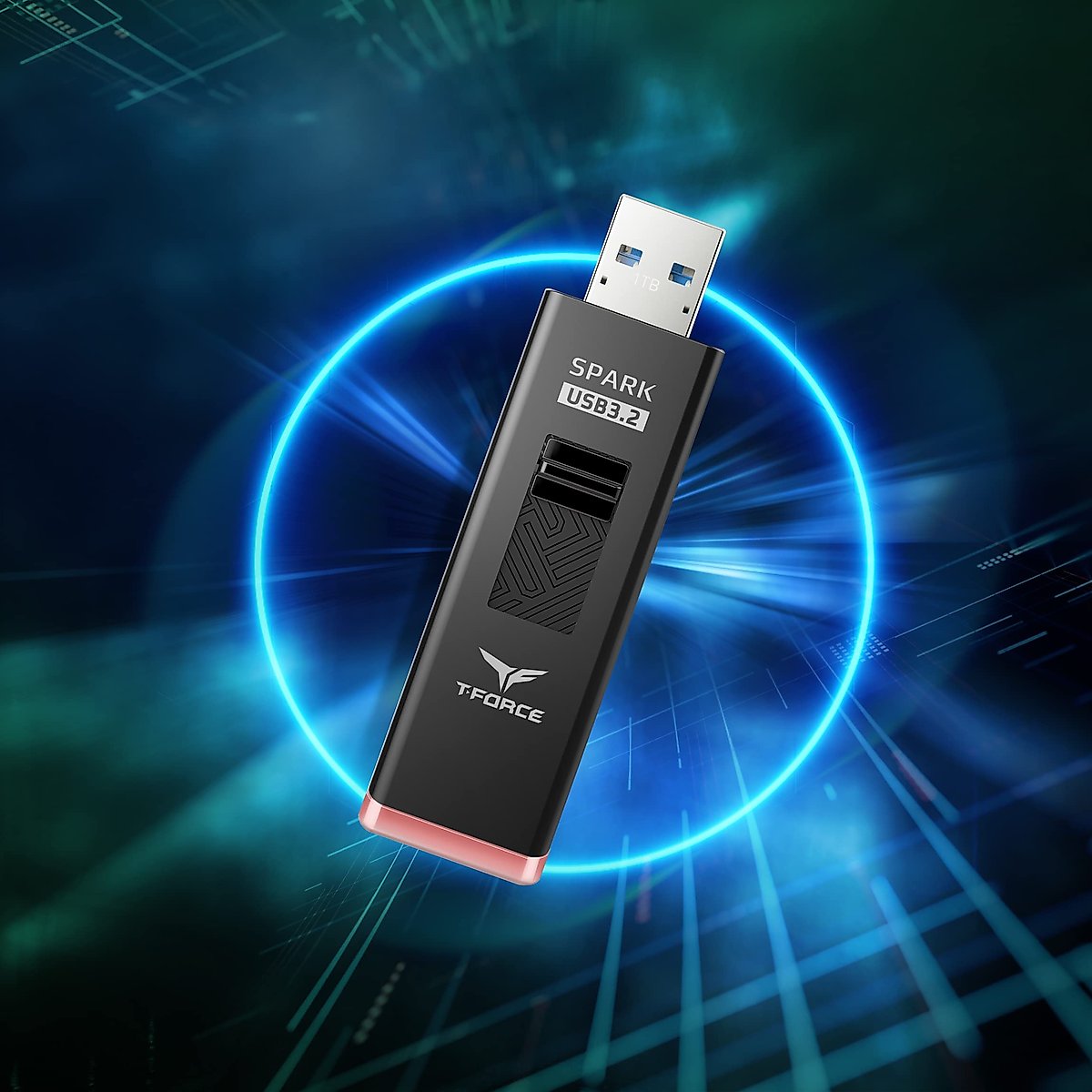 TEAMGROUP T-Force Spark LED 1TB USB 3.2 Gen 2 USB Flash Drive, Ultra-Fast Read/Write speeds of 1000/800 MB/s External Storage Thumb Drive Memory Stick TSPARKLED31TBB01