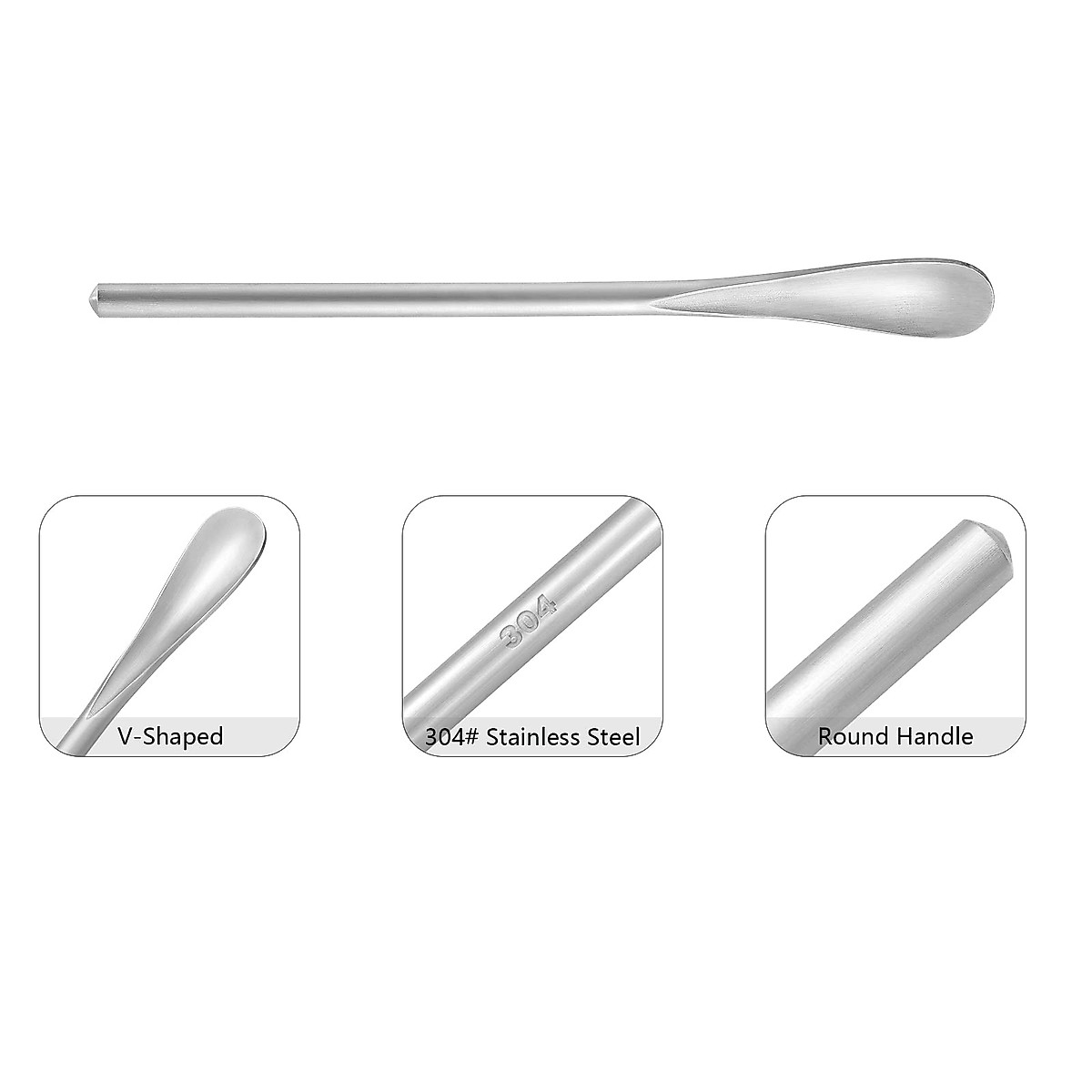 5Inch/12.8cm Coffee Stirrers Spoon,Silver Stainless Steel 304# Coffee Stir Sticks,Round Solid Handle Cocktail Beverage Iced Tea Stirring Stick,Drink Mixing Spoon,Set of 4