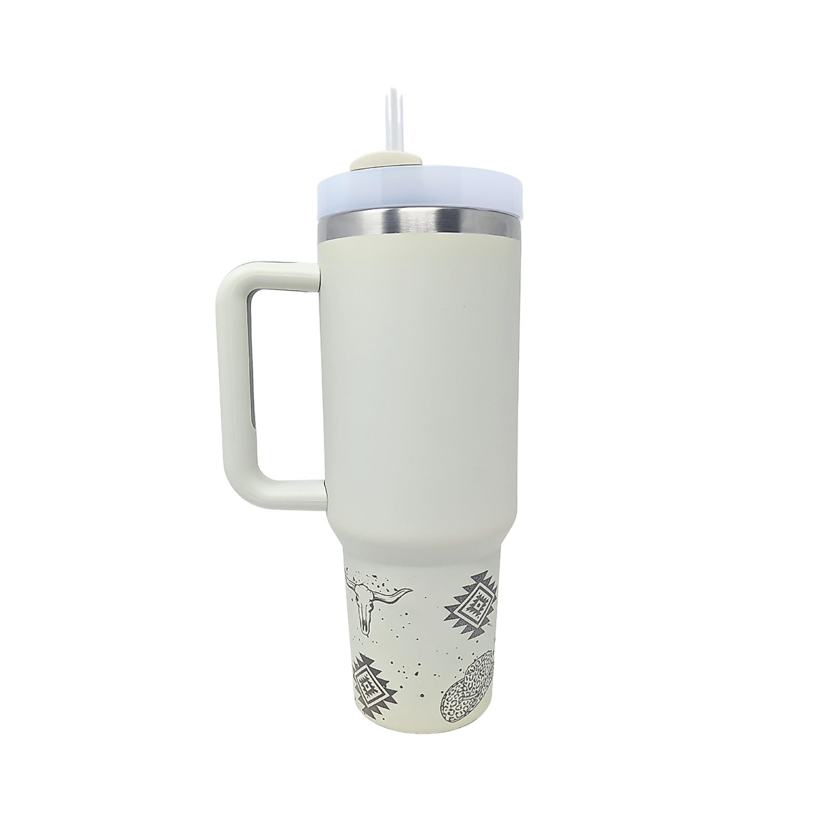 FTB Creative 40oz Custom Designed Soft Matte Tumbler, Double Wall Stainless Steel, with Lid and Straw (Desert Western, Iced)