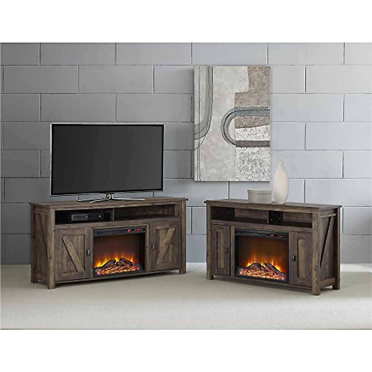 Ameriwood Home Farmington Electric Fireplace TV Console for TVs up to 60", Rustic