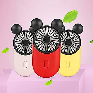 FAYDOVE Cute Personal Mini Fan, Handheld& Portable USB Charging Fan with Beautiful LED Lights, 3 Adjustable speeds, Portable Stand for Indoor and Outdoor Activities, Cute Mouse Fan
