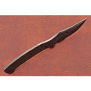 Trailing point Damascus steel blank blade, Hand forged Damascus steel Skinning knife making Blade, Twist, Ladder and rain drop pattern Damascus steel (8 Inch Twist)