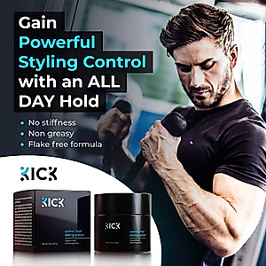 Kick Hair Cream for Men Medium Hold Forming Cream - Award Winning Mens Hair Products - Non Greasy Hair Styling Cream with Argan and Coconut Oil to Restore Dry, Damaged Hair - 2 Oz