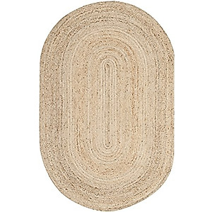 SAFAVIEH Cape Cod Collection Area Rug - 3' x 5' Oval, Natural, Handmade Flat Weave Jute, Ideal for High Traffic Areas in Living Room, Bedroom (CAP252A)