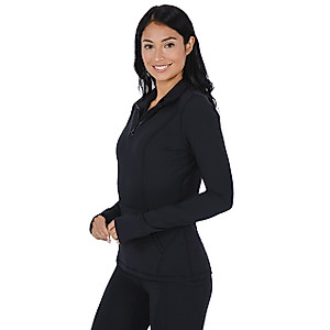 Yogalicious Nude Tech Half Zip Long Sleeve Jacket with Front Pockets - Black - Small