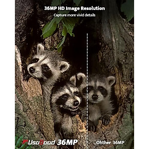 usogood Trail Camera 36MP 4K 30fps Game Camera with Night Vision Motion Activated IP66 Waterproof, 65ft 120° Wide Angle Detection Hunting Camera, for Outdoor Garden Backyard Wildlife Monitoring