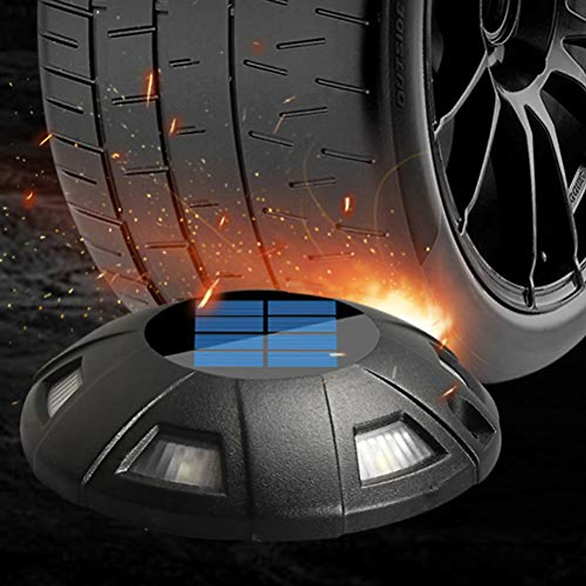 SOLUSTRE 1pc Solar Power Deck Light Outdoor Underground Yard Lamp Floor Lamp (Black)