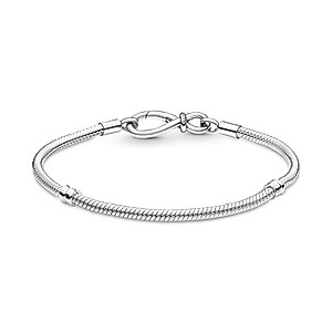 Pandora Moments Infinity Knot Snake Chain Bracelet - Compatible Moments Charms - Sterling Silver Charm Bracelet for Women - Gift for Her - 23 cm, No Gift Box