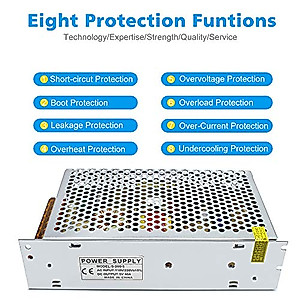 inShareplus 5V 40A 200W, DC Universal Regulated Switching Power Supply, Converter, LED Driver, Transformer, Adapter for LED Strips Pixel Lights, Computer Project