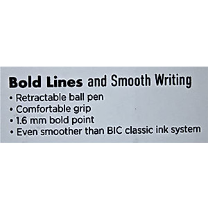 BIC Velocity Bold Retractable Ball Pen, Bold Point (1.6mm), Black, 16-Count…