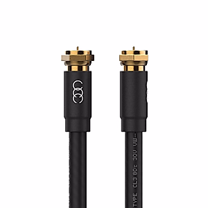 6FT TV Cable Wire Black RG6 Coaxial Cable with F Connector, Cable Extension Adapter, Low Loss High-Speed Coax Cable Cord Extender for HD TV, Router, Satellite, Antenna, TV Cable 6'