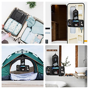 AmoVee Hanging Toiletry Bag for Women and Men, Extra Large Travel Cosmetics Bag, Portable Organizer Bathroom Shower for Hygiene Bag/Toiletries/Makeup, Black