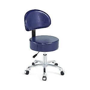 Lilfurni Thick Sturdy Padding with Wheels and Back Support,Swivel Rolling Stool Round Chair,Adjustable Stool for Doctor,Medical,Massage Salon,Office(Blue