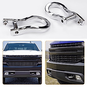 JDMON Compatible with Front Bumper Tow Hook Chevy Silverado 1500 Chevy Silverado 1500 2019 2020 2021 2022 Replaces 84195899 2Pcs (Silver)