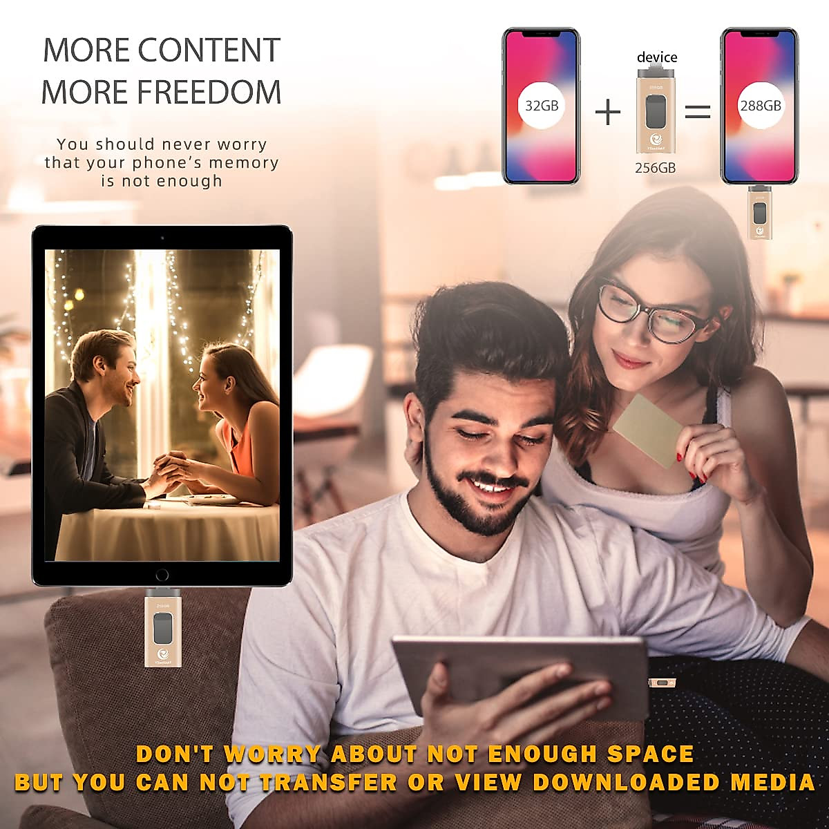 USB Flash Drive 256GB 3.0 USB Flash Drive Type c Flash Drive YSeaWolf photostick Mobile for USB External Storage, Type c, Android, PC USB Picture Stick USB Memory Stick for Phone Gold