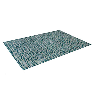 HOMEGNOME Indoor Outdoor geo Wave Rug (5'3"x7'6", Ocean Blue)