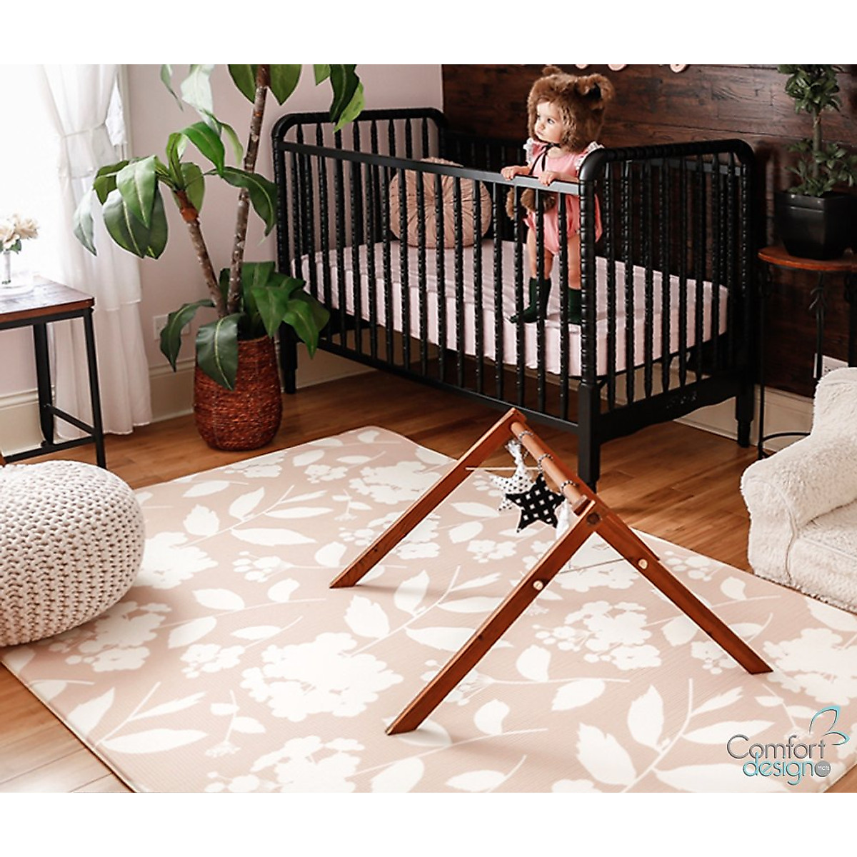 Premium Stylish Foam Floor Mat | Cushy-Soft & Thick | Waterproof, Easy-to-Clean, Hypoallergenic, Non-Toxic, Reversible, Portable | Baby Play Mat, Yoga Mat, Exercise Mat - Large Navy Geo Mountain