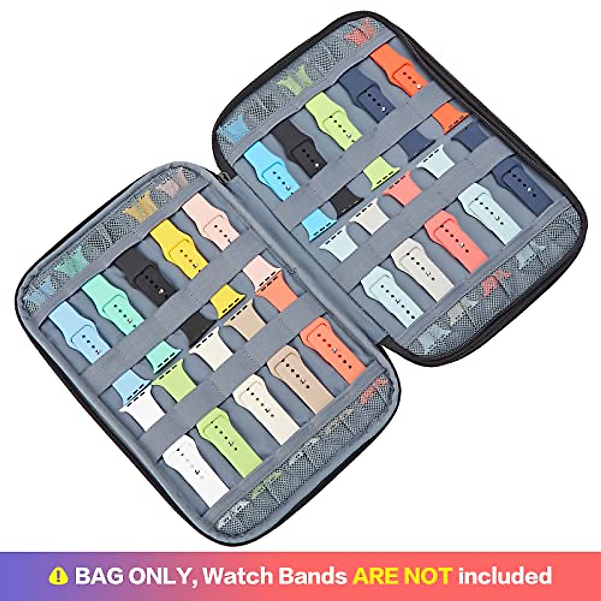 BGTREND Watch Bands Carrying Case for 35 Watch Bands, Watch Band Holder and Organizer Compatible with Apple Watch Bands and Other Accessories, Gray