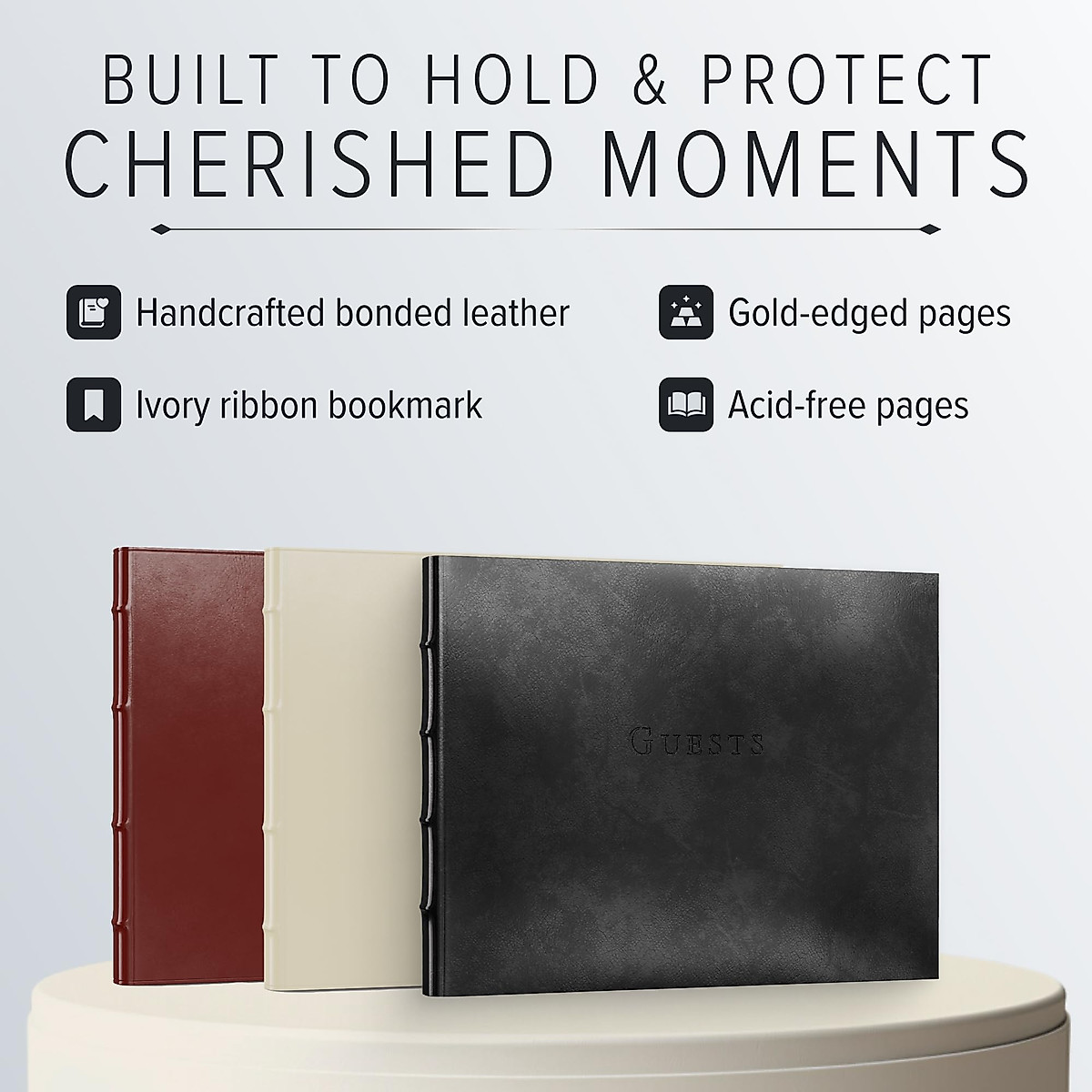 Gallery Leather Guest Book Acadia Black 7"x9"