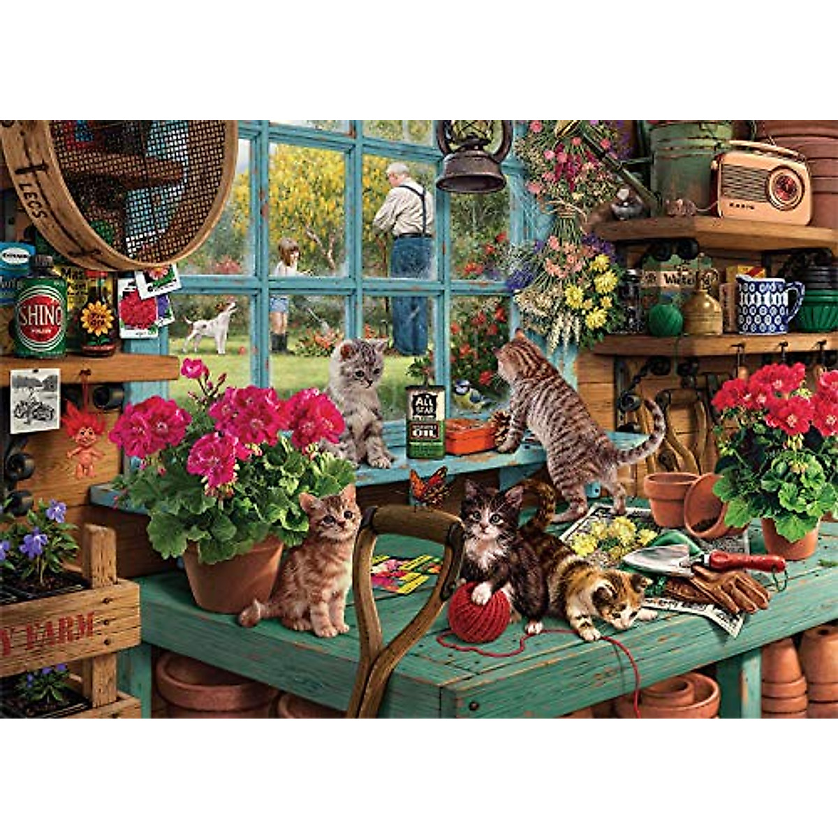 Puzzles for Adults 1000 Piece, Wooden Window Cats Jigsaw Puzzles 1000 Pieces for Adults Family Friends